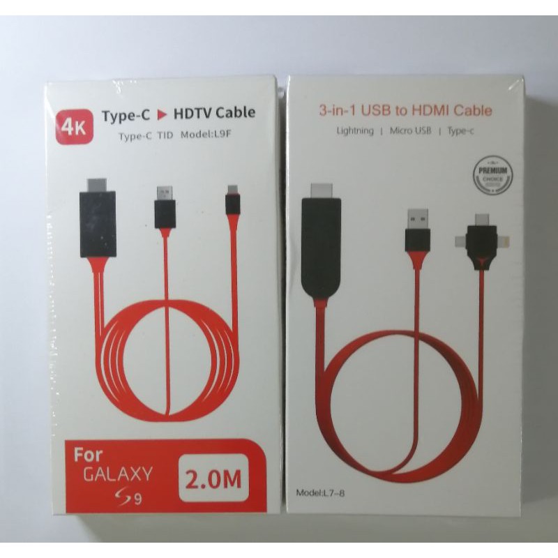 HDMI to Handphone ( type C / Micro / Lighting )3 in 1 Connect Cable USB ...