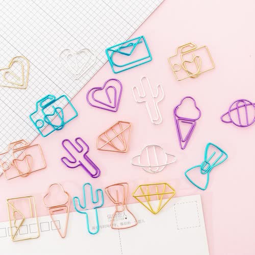 Fancy Colourful Cute Paper Clip Pin Office Use Clips Pins Organize ...