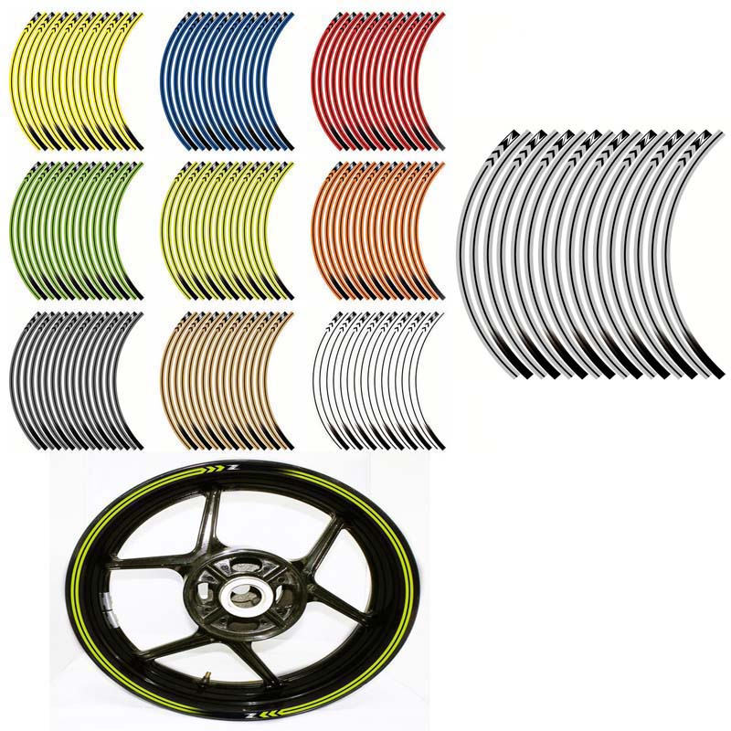Motorcycle Wheel Decals Stickers Set Rim Stripes Laminated For Kawasaki ...