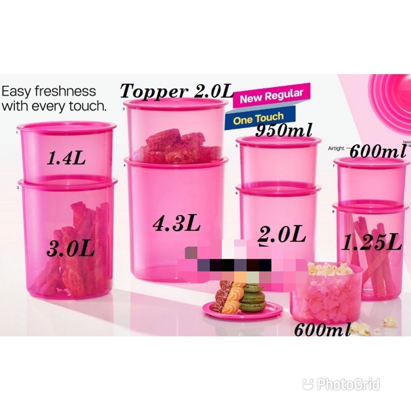 Tupperware One Touch Topper/Canister 600ml/900ml/1.25L/1.4L/2.0L/3.0L/4.3L | Shopee Malaysia