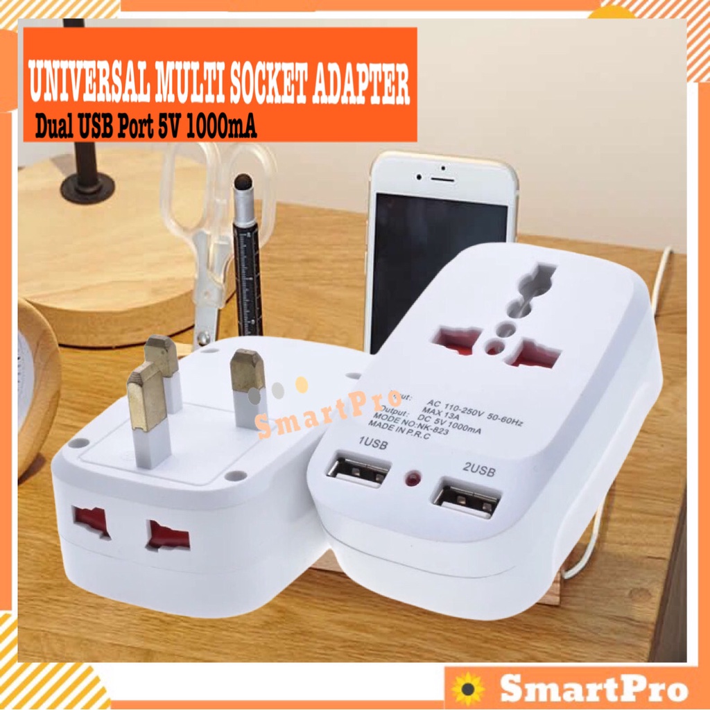 Premium 2 Dual USB 13amp Multi Universal Socket Extension Socket Plug ...