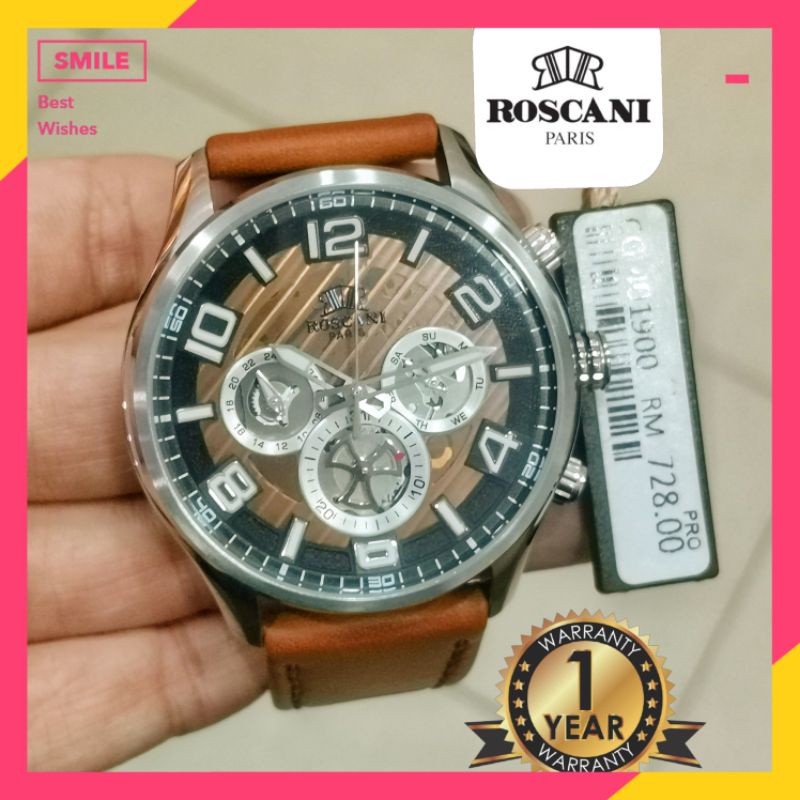 [Authentic] Roscani Skeleton Chronograph Men Watch Analog Quartz ...