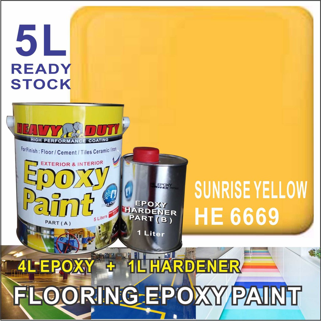 SUNRISE YELLOW HE6669 ( 5 Liter HEAVY DUTY EPOXY ) Two Pack Epoxy Floor ...