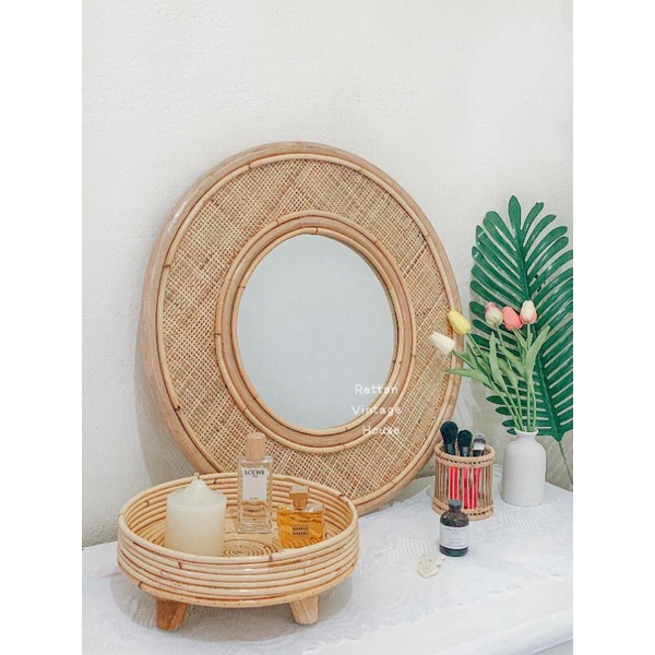 (Rattanvintage) 🔥 Large Rattan Mirror | Decoration Mirror | Bathroom ...