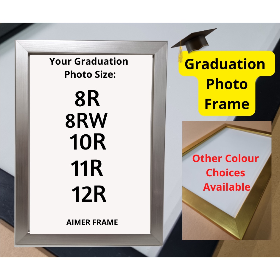 AIMER FRAME GRADUATION PHOTO FRAME 8R 8RW 10R 11R 12R GOLD / SILVER / BLACK / DARK BROWN WOODEN ...
