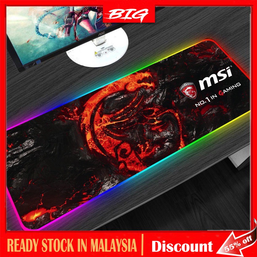 90x40cm Gaming Mouse Pad RGB LED Lighting XL Large Dragon Pattern ...
