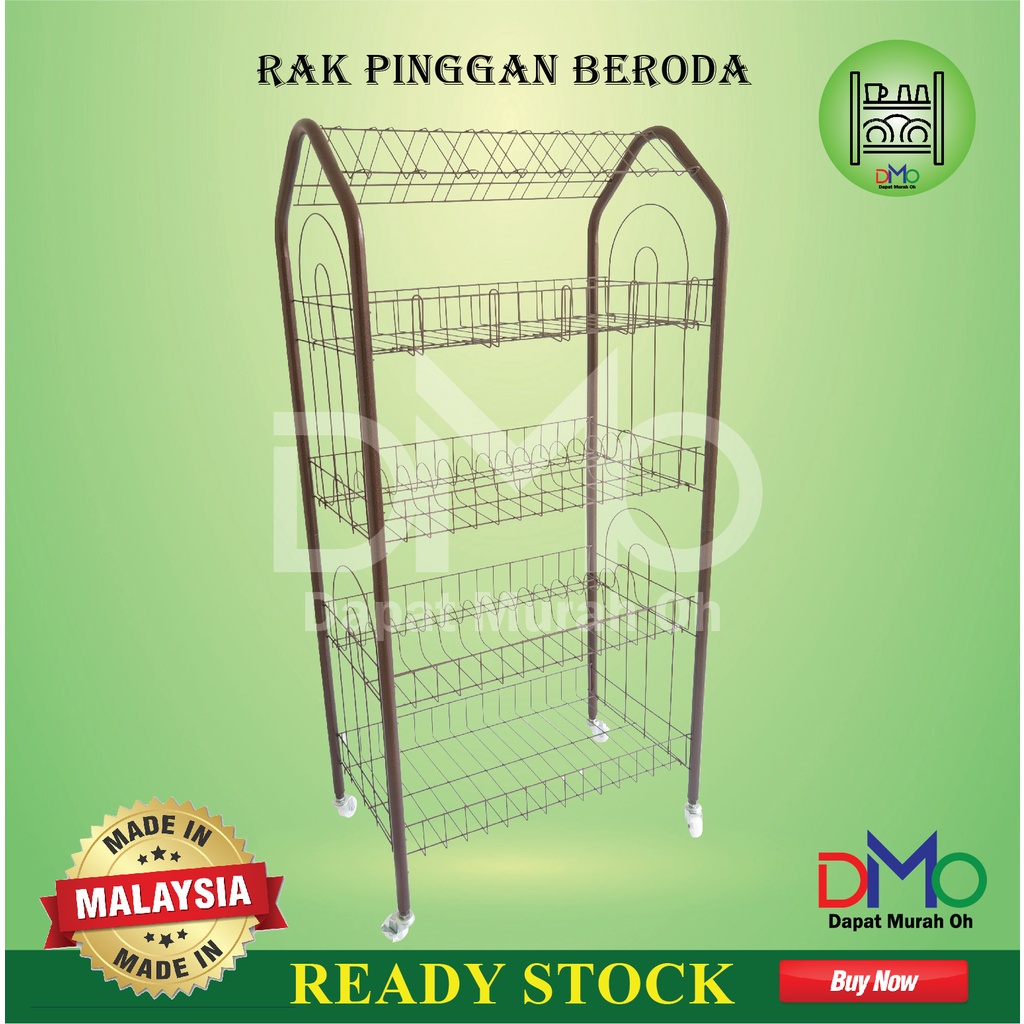KITCHEN RACK DMORP310-RAK PINGGAN BERODA/DISH RACK WITH WHEELS/RAK ...