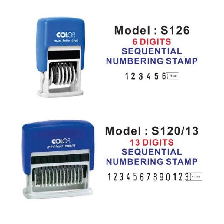 COLOP S120/13 Number Stamp 4MM / S126 6 Digits 13 Digits Numbering Stamp / replace Inkpad E/10 ...