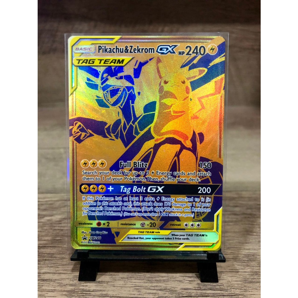 Pikachu & Zekrom GX Tag Team SM248 Pokemon TCG (Gold Promo) Pokemon Trading Card Games | Shopee ...