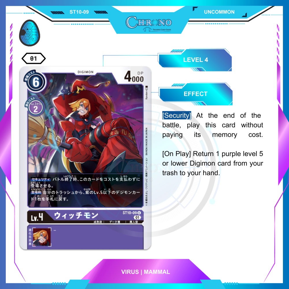 ST10-09 | Witchmon | Uncommon | Digimon Deck Card Single | Chrono TCG ...