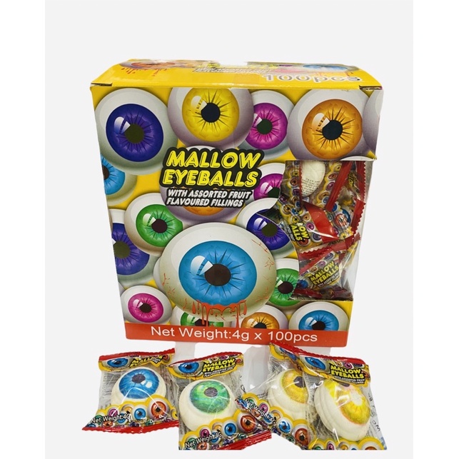 Mallow Eyeballs Fruit Filling 100pcs Halal Eye Marshmallow | Shopee ...
