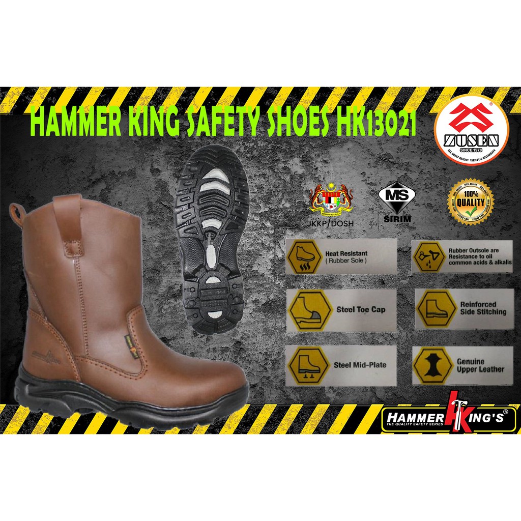 Hammer King Safety Shoes Normal High-Cut Boot (Pull-Up) Model 13021 ...