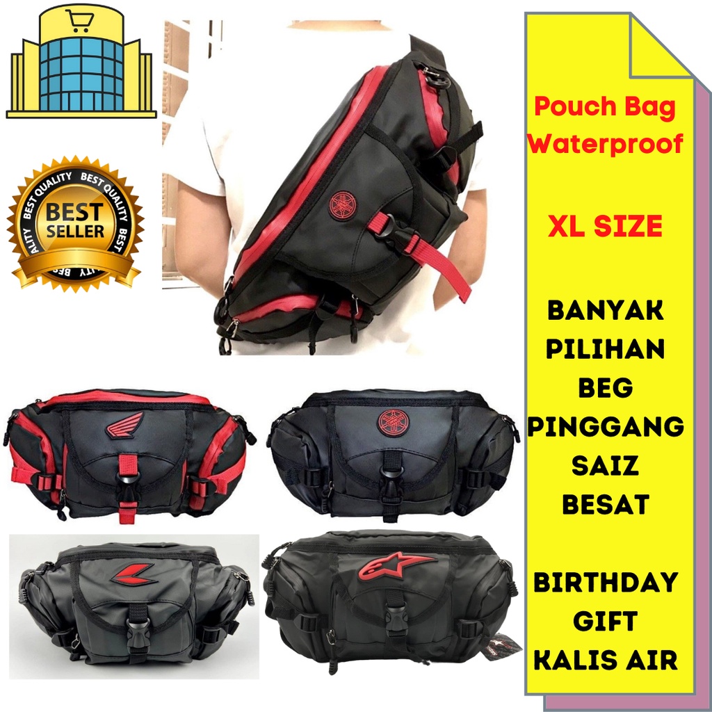 WATERPROOF POUCH BAG SAIZ BESAR YAMAHA WAIST BAG MEN POUCHBAG BEG ...