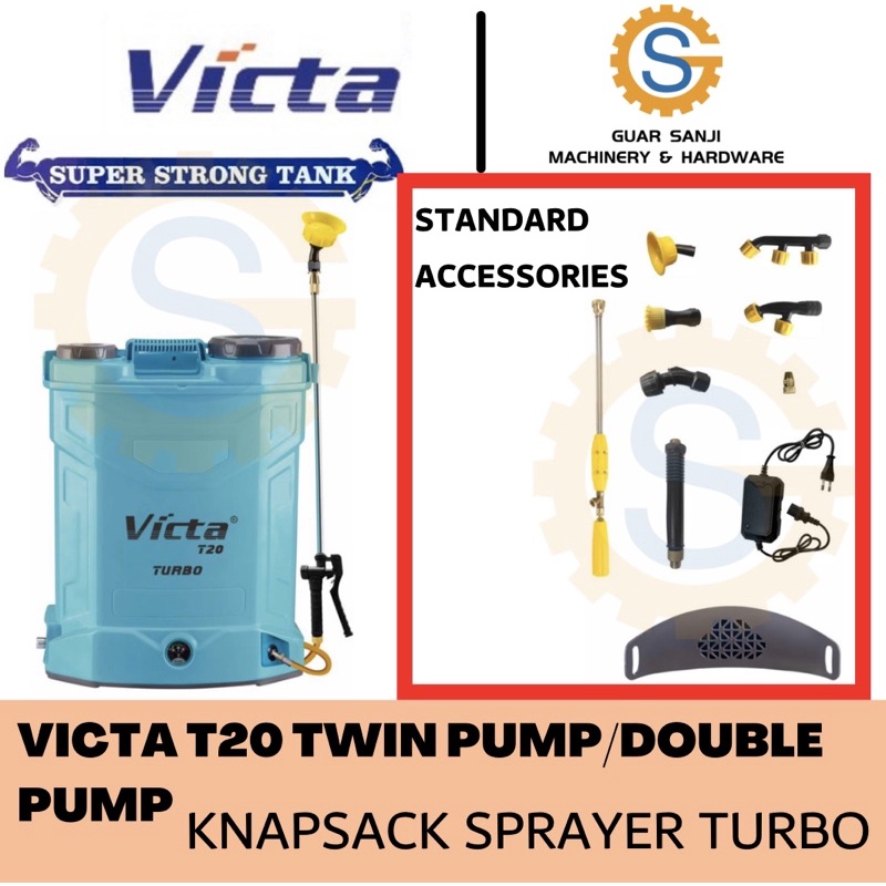 VICTA T20 / TS20 TWIN PUMP TURBO BATTERY KNAPSACK SPRAYER 20L WITH BUBBLE WRAP GOOD PROTECTION ...