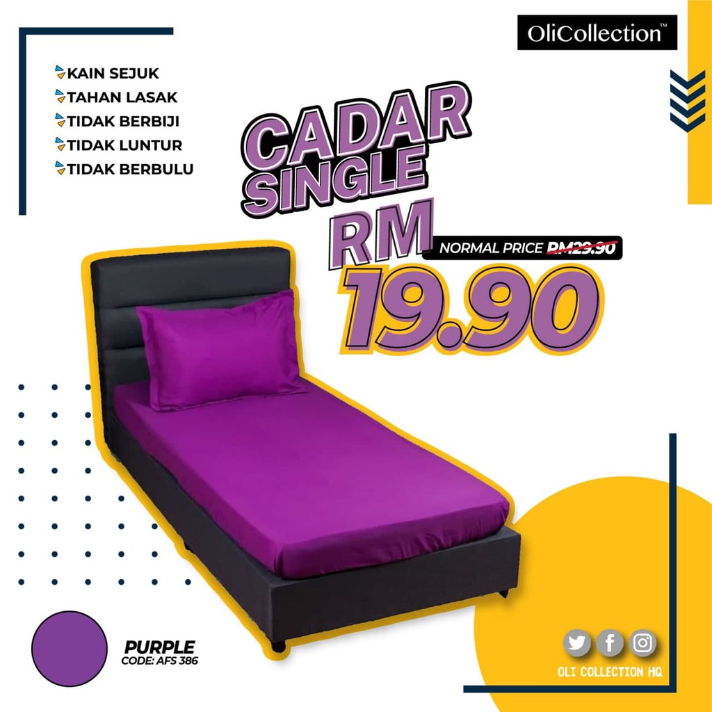 Cadar Tilam Getah Keliling Single Fitted Bed Sheet Cadar Asrama Single ...