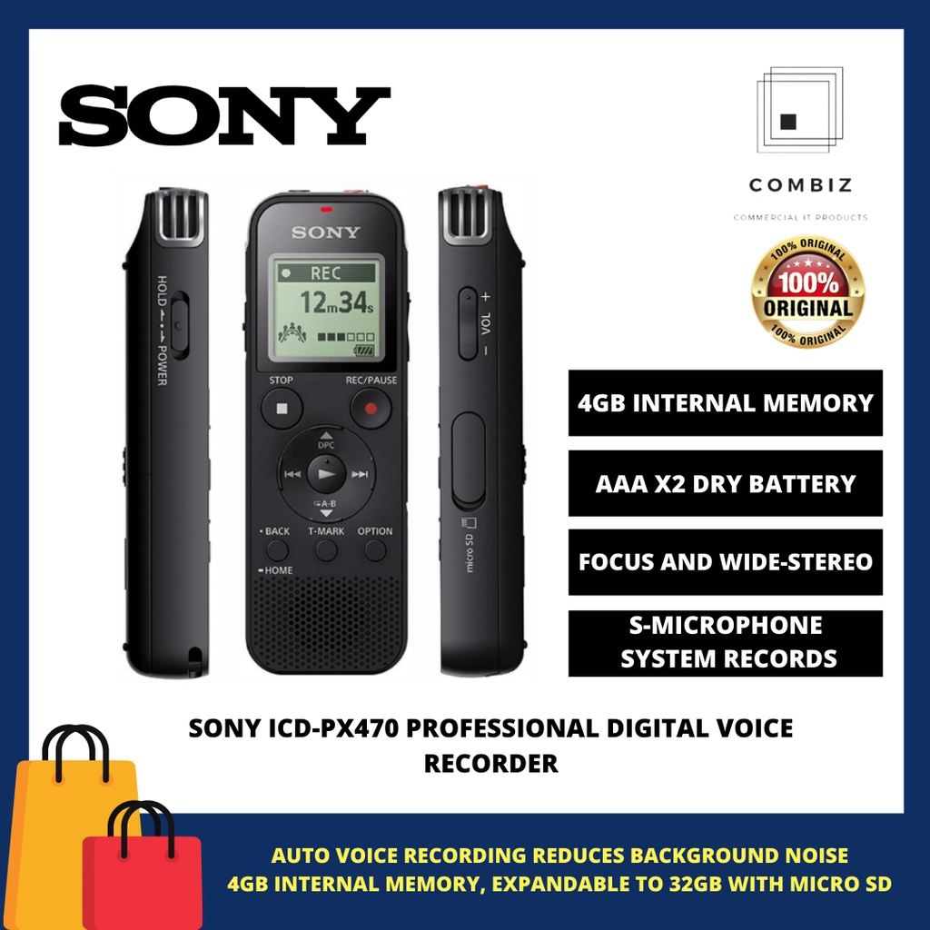 SONY ICD-PX470 PROFESSIONAL DIGITAL VOICE RECORDER BUILT-IN USB ...