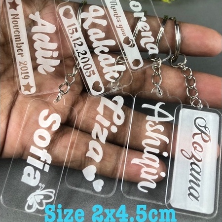 Keychain Acrylic Clear Laser Engrave Budget Cheap Murah Custom Name ...