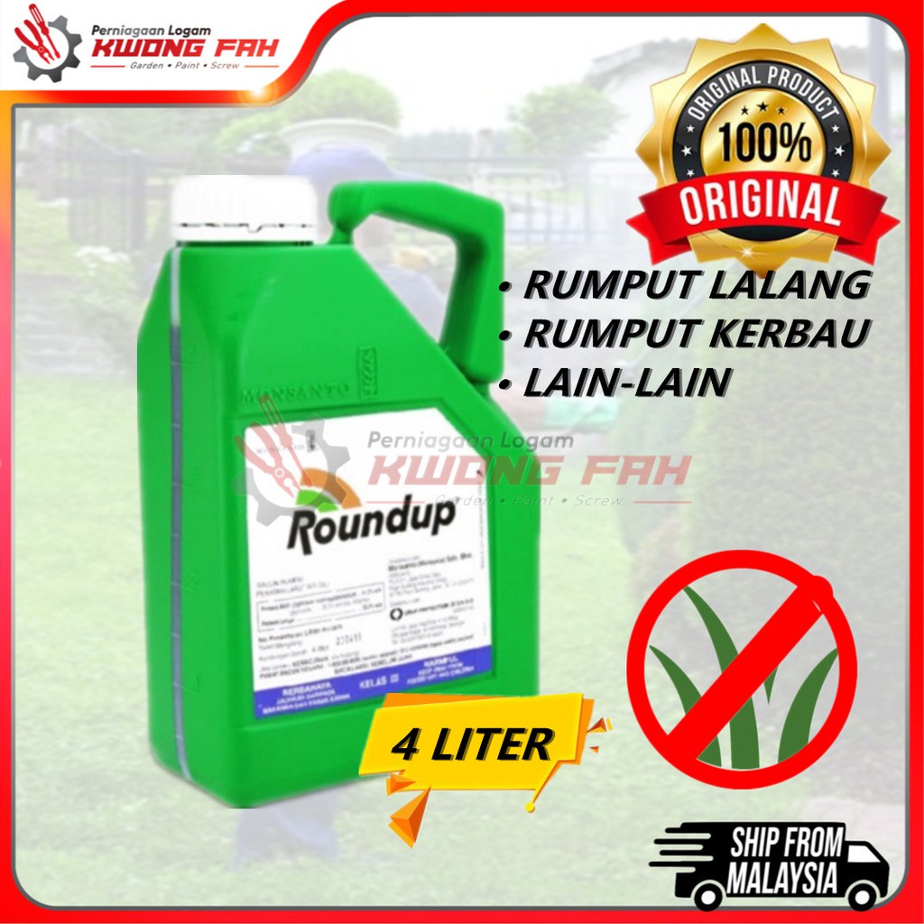 (ORIGINAL) ROUNDUP Herbicide Racun Rumput Lalang Racun Lumput Kerbau 4 ...