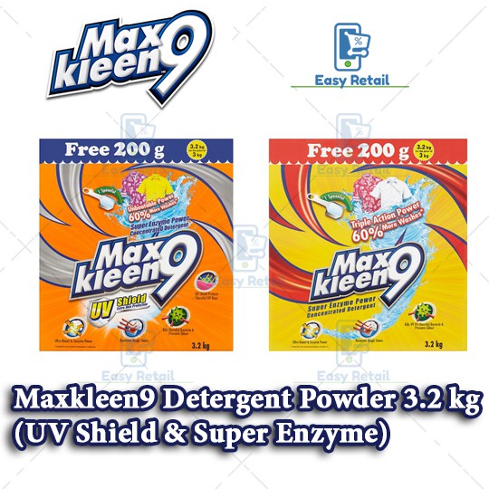 [Free 200g] Maxkleen 9 Super Enzyme Powder Concentrated Detergent 3kg ...