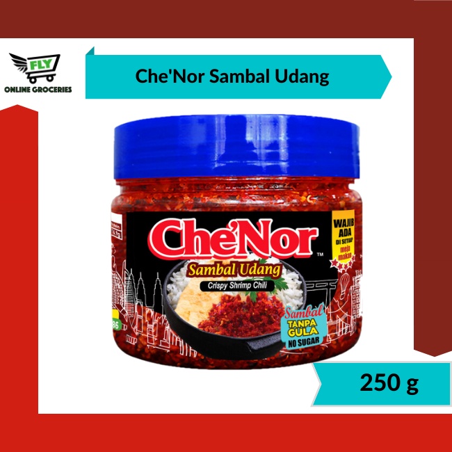Che'Nor Sambal Garing ikan bills, Sambal Udang & Super Spicy 160gm ...