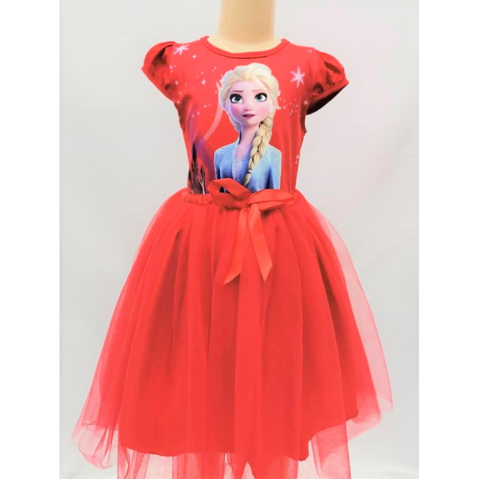 Girl Kids CNY RED Elsa Frozen Tutu Dress with soft red Lace Girl ...