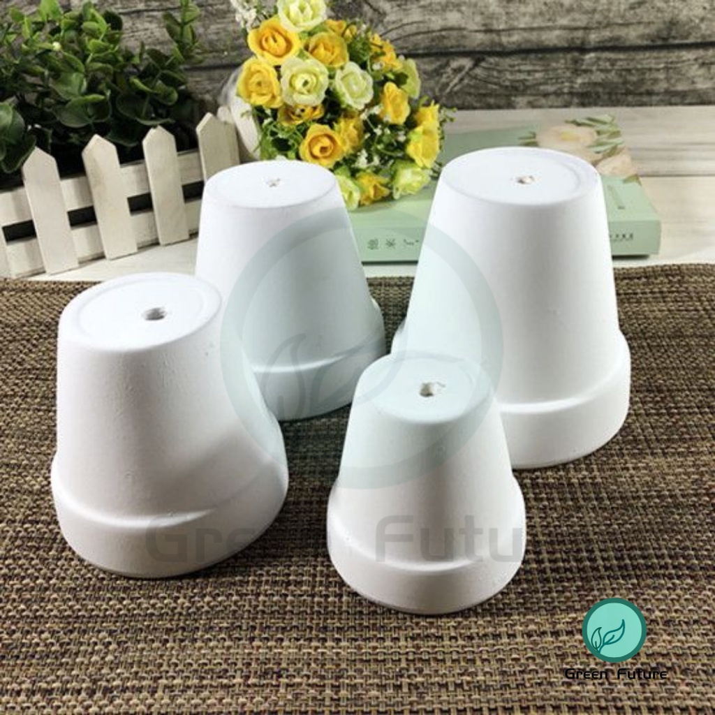 【5 SIZE SMALL SERIOUS】WHITE POTTERY CLAY POT SUCCULENT FLOWER POT 白陶多肉 ...