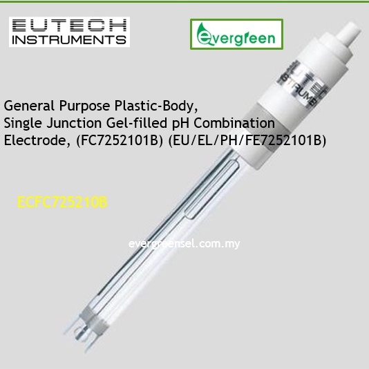 Eutech General Purpose Plastic-Body, Single Junction Gel-filled pH ...