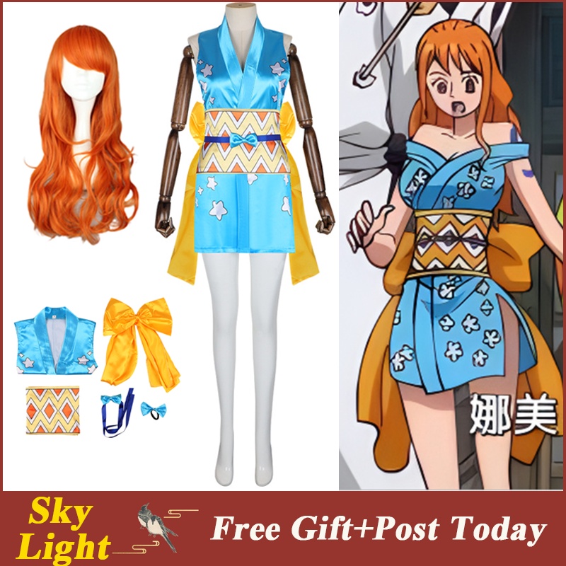 Anime One Piece 2 Years Later Wano Country Nami Cosplay Costume Wanokuni Nami Kimono Dress