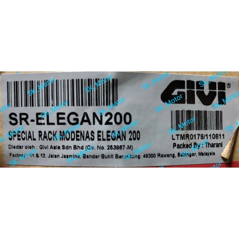GIVI Modenas DOMINAR 400 (V2) ELEGAN 200 250 ELEGAN 150 SN150J PULSAR ...