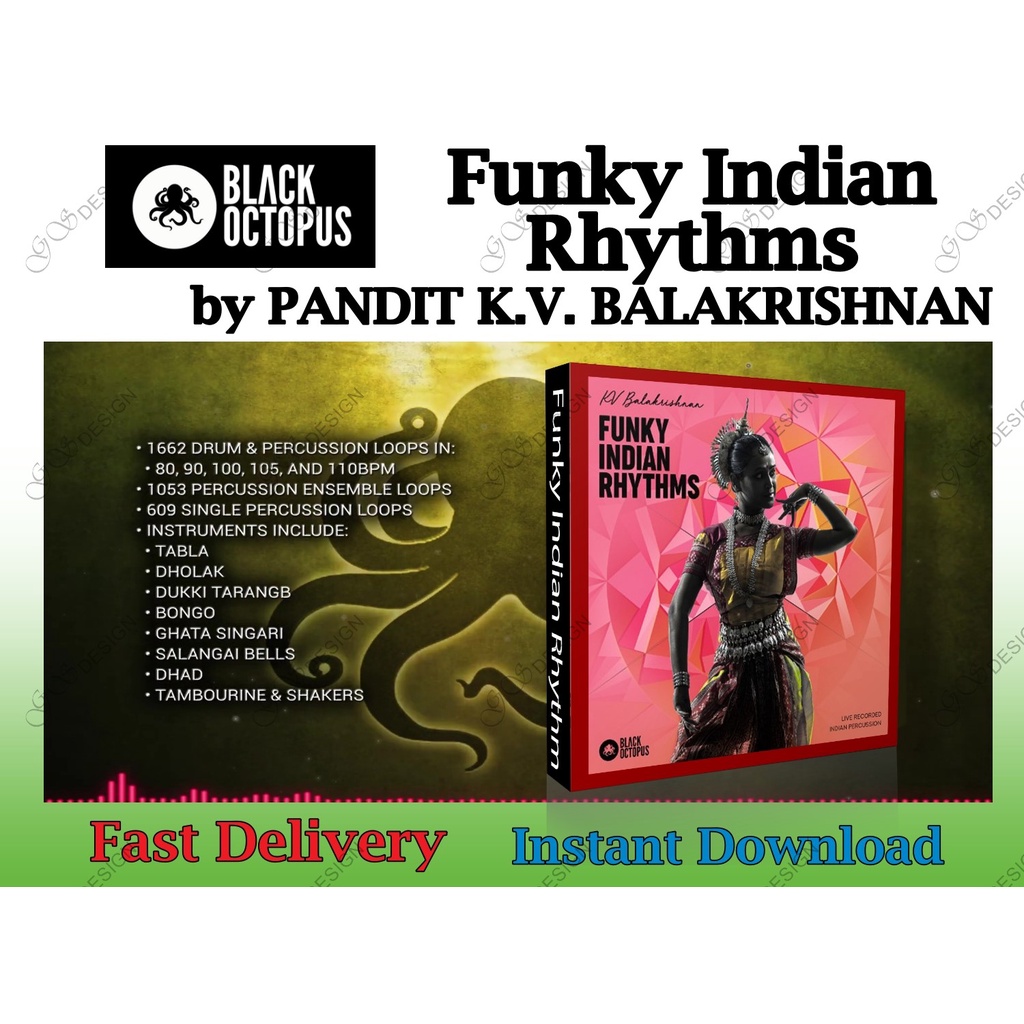 Funky Indian Rhythms by Pandit K.V. Balakrishnan Black Octopus Sound Samples Pack with 1662 ...