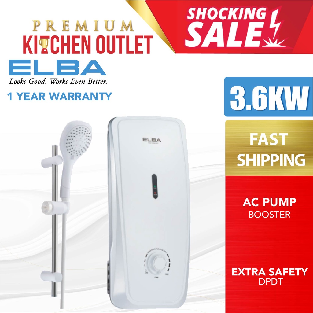 Elba Dc Pump Water Heater EWH-E3885DC(SG) | Ac Pump EWH-G3663AC | Deka ...