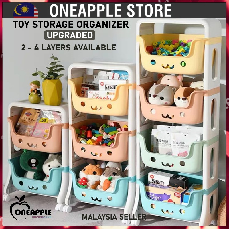NEW 2 / 3 / 4 Tier Trolley Kids Toy Storage Rack Multi-layer Organizer ...