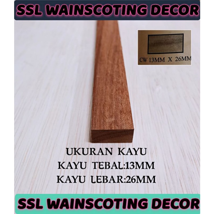Wood Strips , Timber Wall , KAYU PETAK, Square Wooden(13mm x 26mm ...