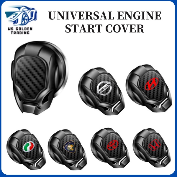 Carbon Fiber Alloy Car Engine Ignition Push Start Button Cover Protective Deco Proton Perodua ...