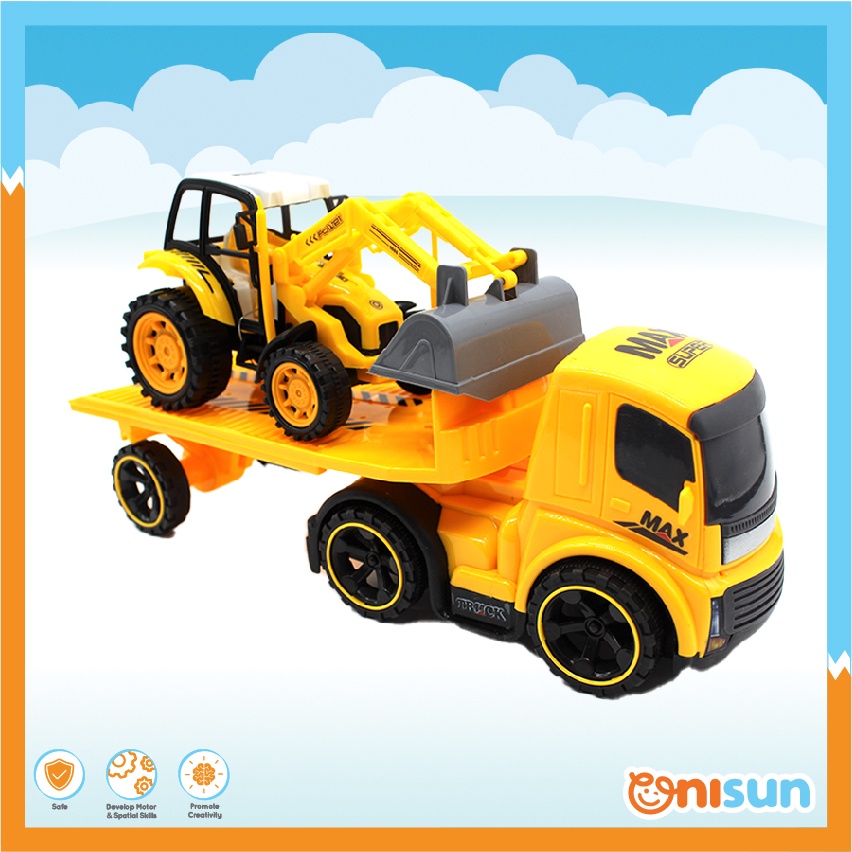 2 in 1 Kids Boy Push Pull Engineering Carrier Construction Truck Lorry ...
