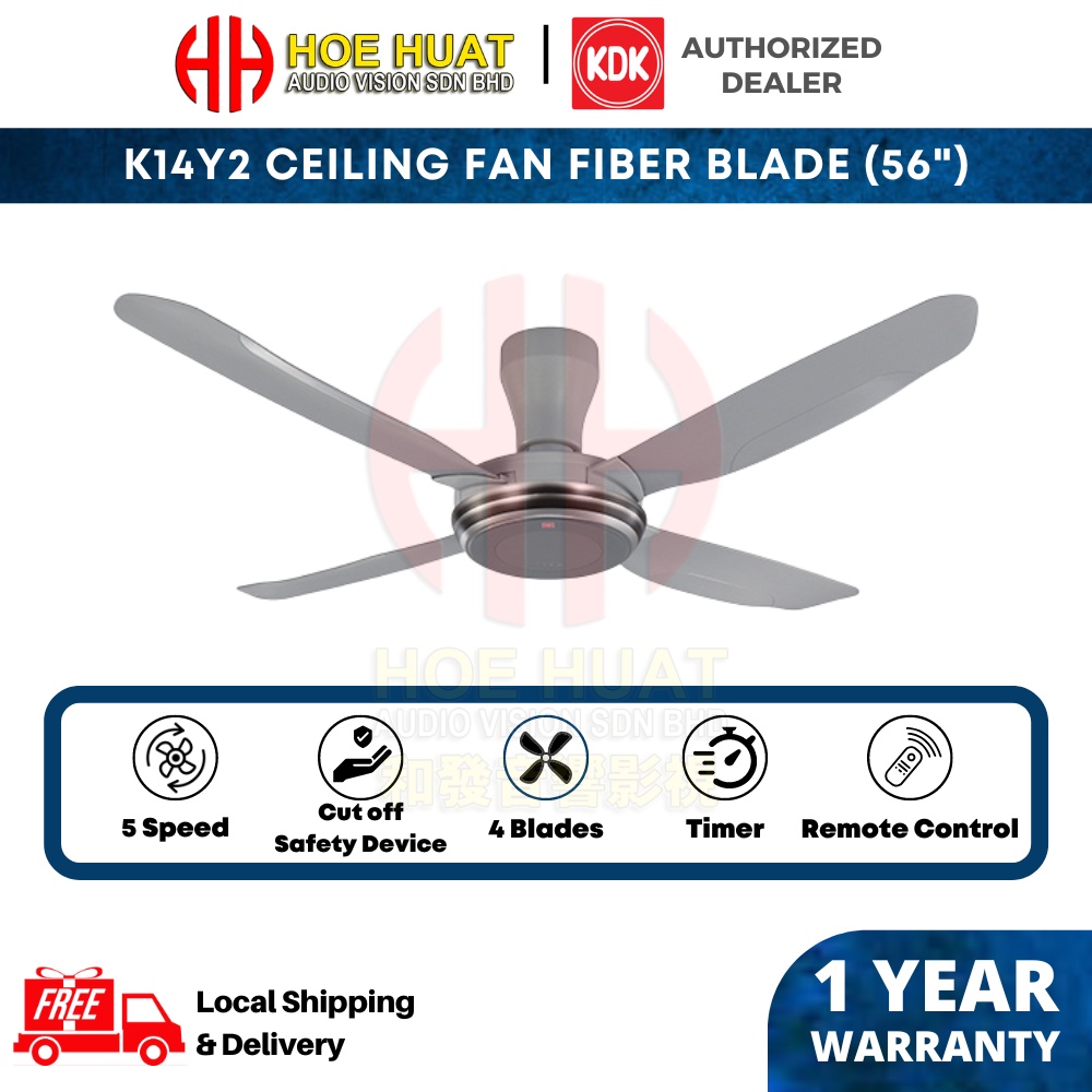 KDK K14Y2 Ceiling Fan 56" Fiber Blades 5 Speed with Remote Control ...