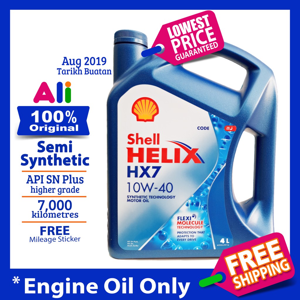 Original Shell Helix HX7 10W-40 (10W40) Semi Synthetic Engine Oil 4L ...