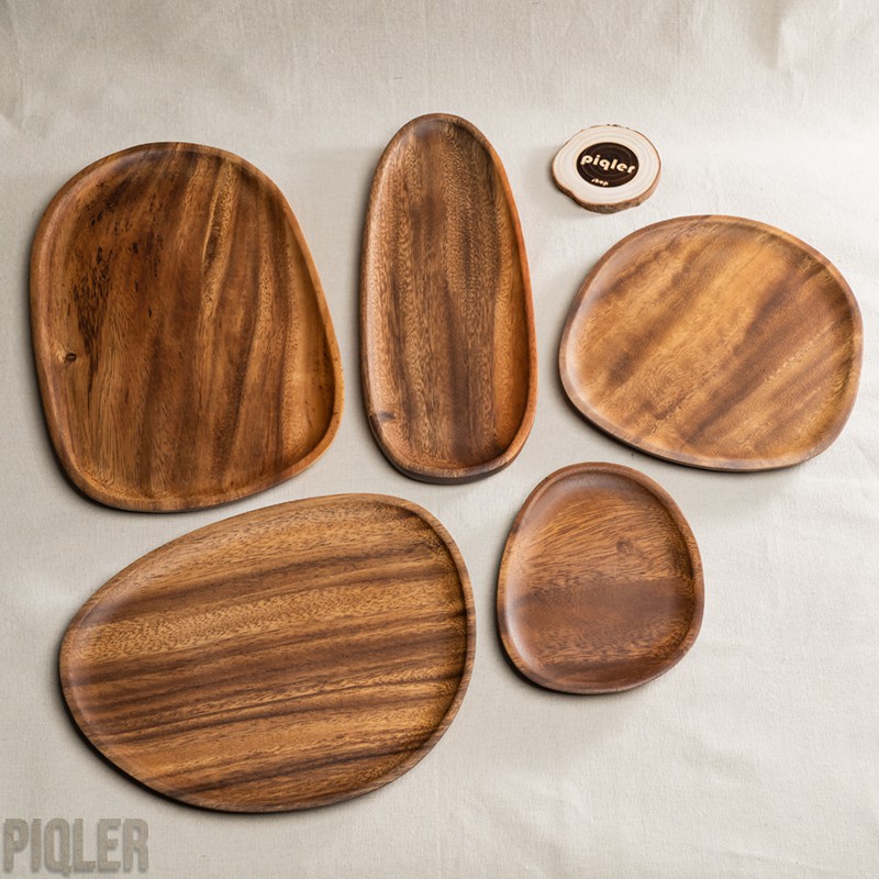 Walnut Wood Plate Pinggan Kayu One Piece Non-stitched Wood Plates ...