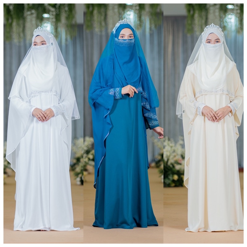 BAJU JUBAH RATU ARAB | BAJU DRESS| JUBAH putih - cream - teal blue ...
