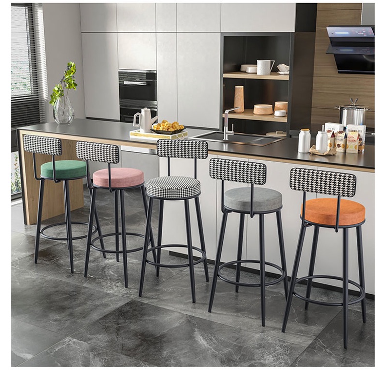 Bar Stool With Backrest Simple And Light Luxury Golden Wrought Iron Bar ...