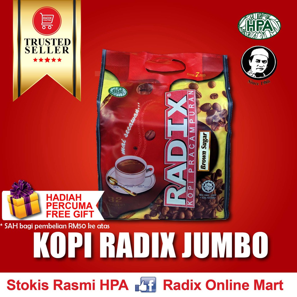 HPA COFFEE RADIX JUMBO BROWN SUGAR / KOPI RADIX GULA PERANG 32 x 23g ...