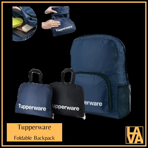Tupperware Foldable Backpack Black/ Blue | Shopee Malaysia