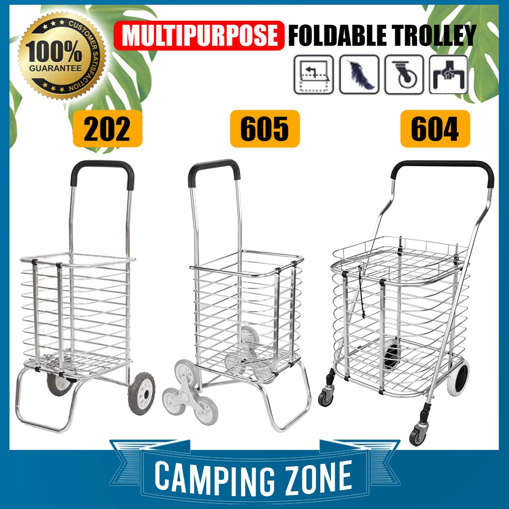 Foldable Folding Aluminium Shopping Supermarket Trolley Supply Two ...
