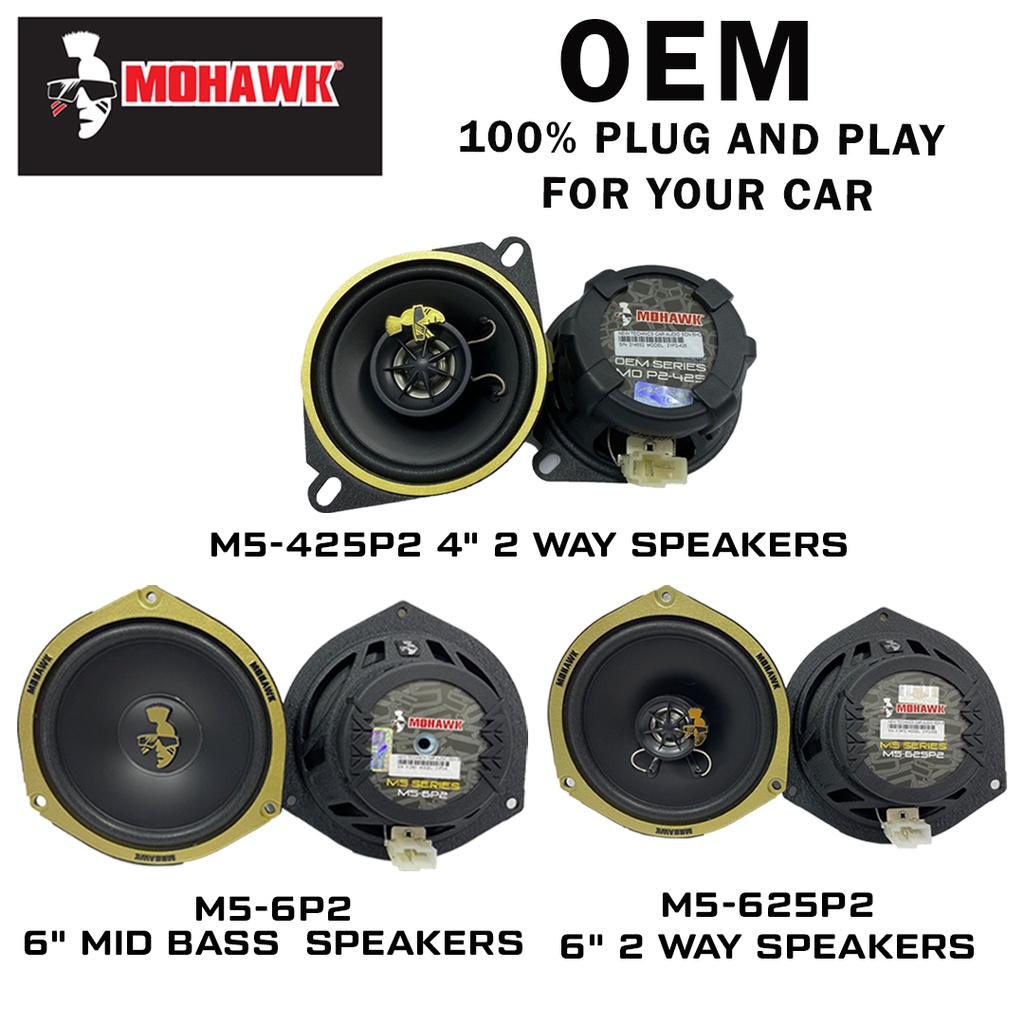 100% Original MOHAWK M5 Series Plug & Play Speaker Gold Kereta Speaker 6/4 inch 2 Way Mid Bass ...