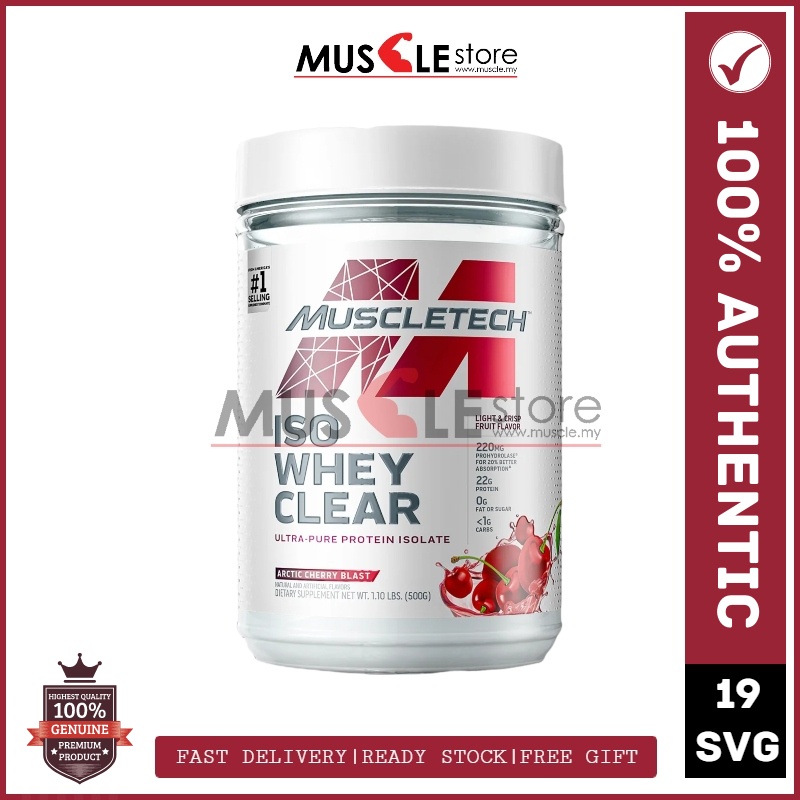 MuscleTech ISO Whey Clear 19 serving Whey Protein Powder, Muscle Building, Lean Muscle, Susu Gym ...