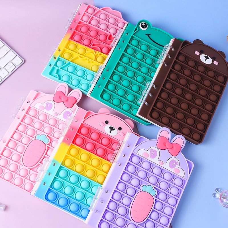 cartoon frog bear rabbit cat hamburg journal diary notebook pop it push ...