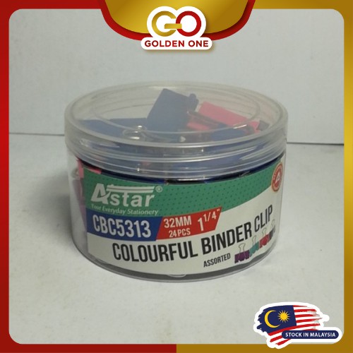 Astar Colourful Binder Clip/DOUBLE CLIP 32mm 24pcs (CBC5313) | Shopee ...