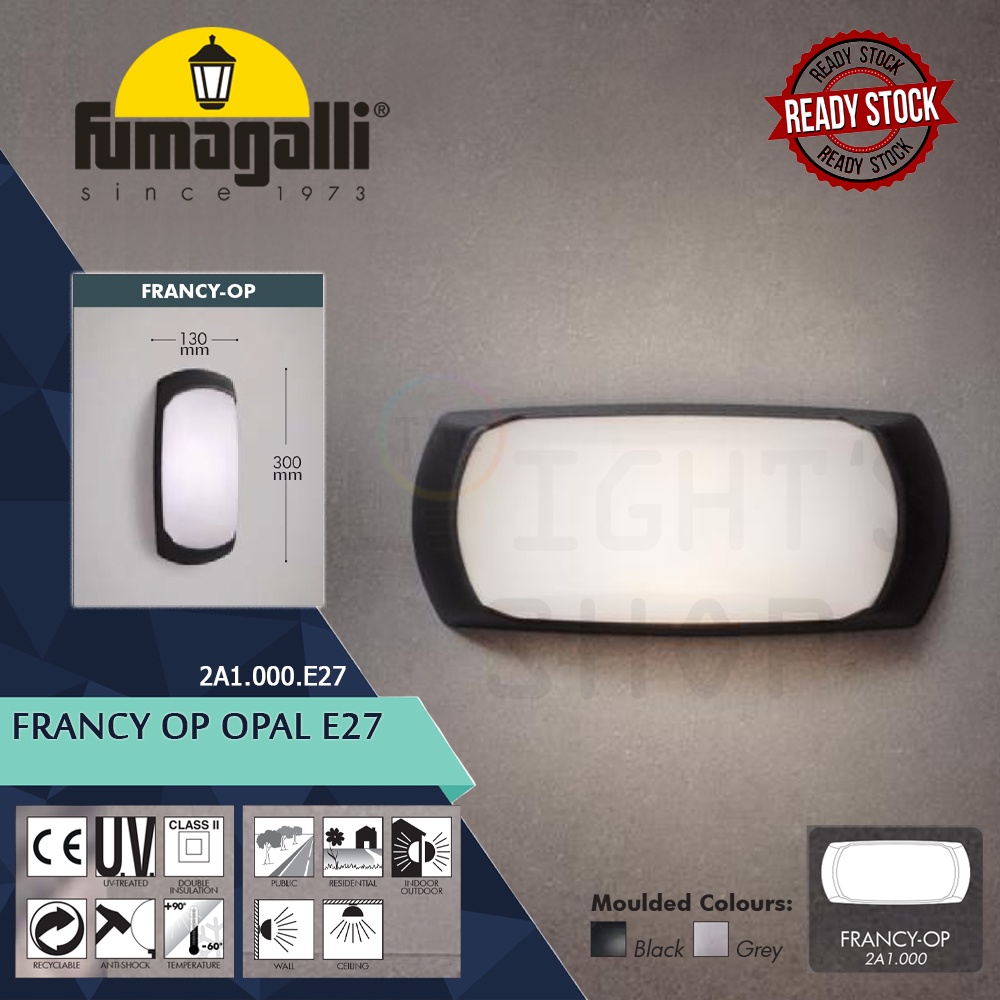 FUMAGALLI FRANCY OP BLACK/GREY OPAL E27 WALL LIGHT WALL LAMP | Shopee ...