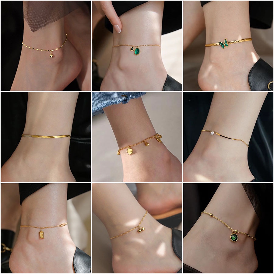 New Simple Anklet Women 18K Gold Plating Colorfast Anklet Summer ...