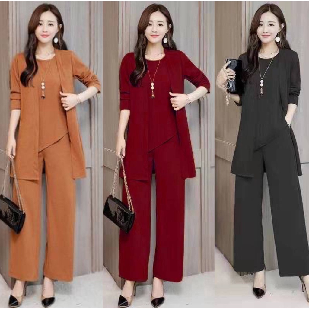 Women Set Wear Baju dan Seluar Three-Piece New Fashion Spring Plus Size ...